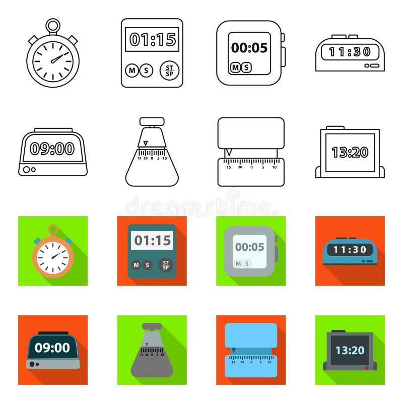 Vector Design of Clock and Equipment Logo. Set of Clock and Count Stock ...