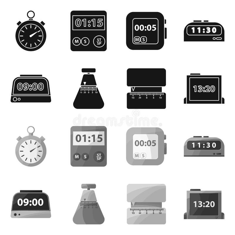 Vector Design Of Clock And Equipment Symbol. Set Of Clock And Count ...