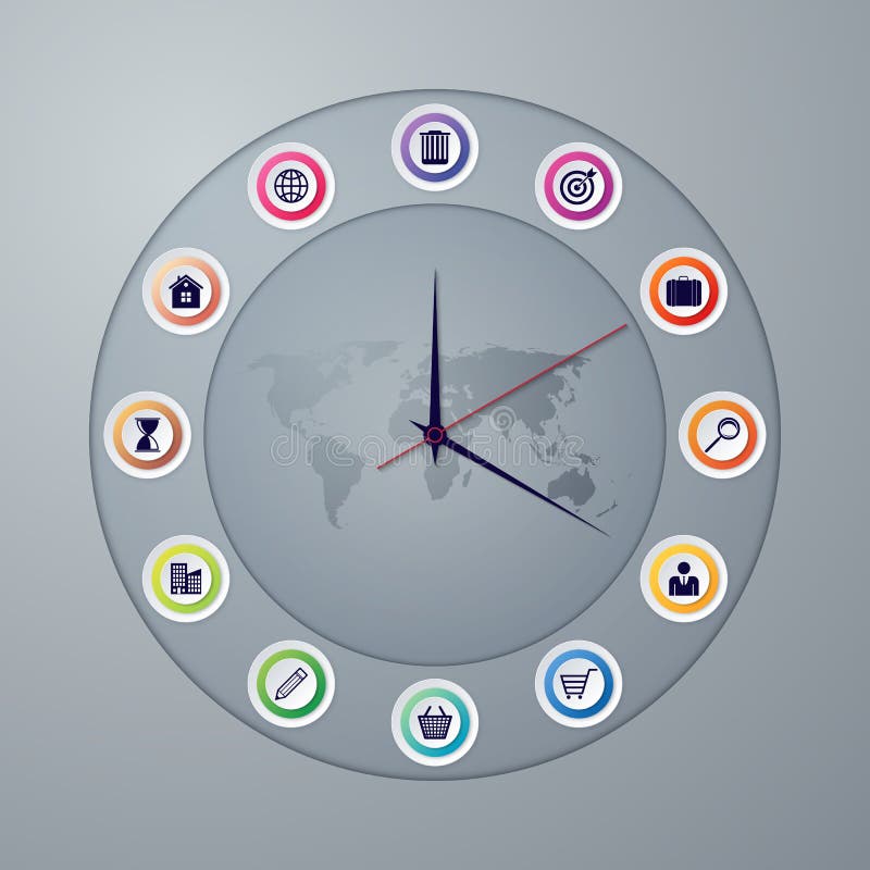 Clock with Infographics of daily Woman Routine from Morning To Night ...