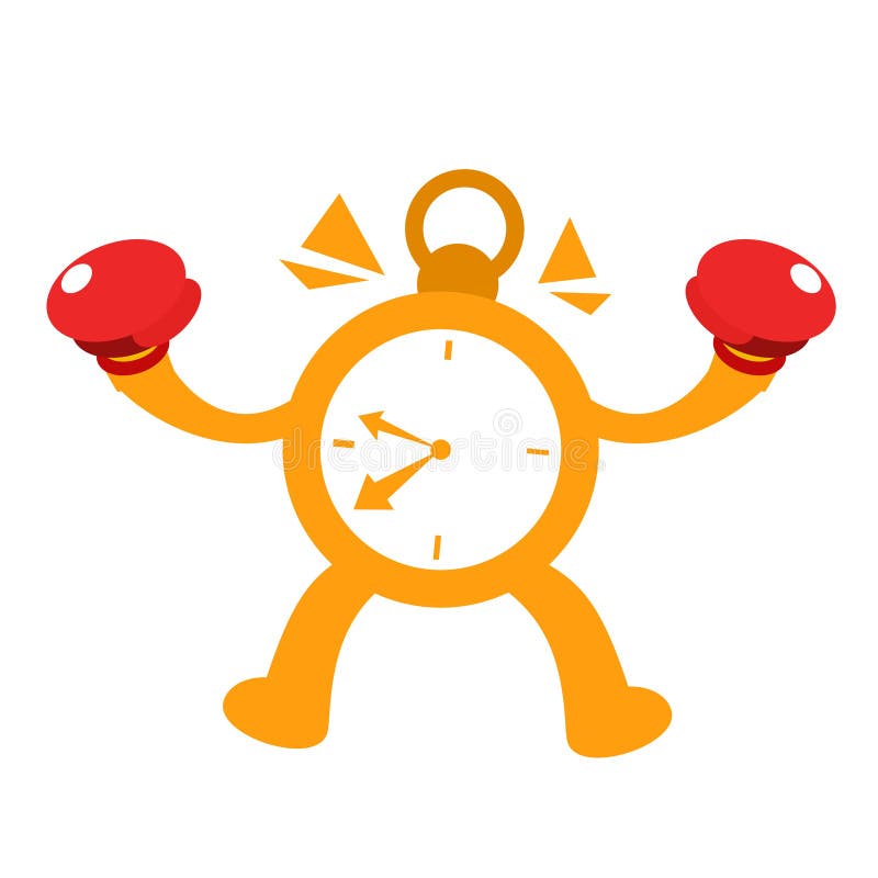 Vector Illustration Clock Time Fighter Power Flat Design Cartoon Style ...
