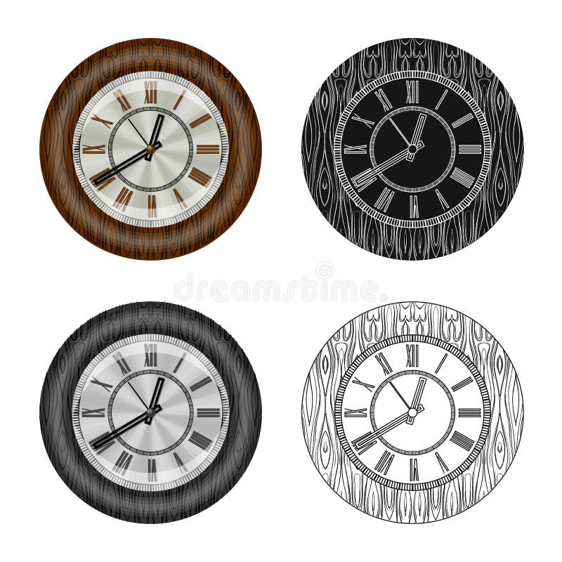 Vector Design of Clock and Time Logo. Set of Clock and Circle Stock ...