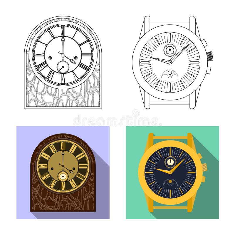 Vector Design of Clock and Time Logo. Collection of Clock and Circle ...