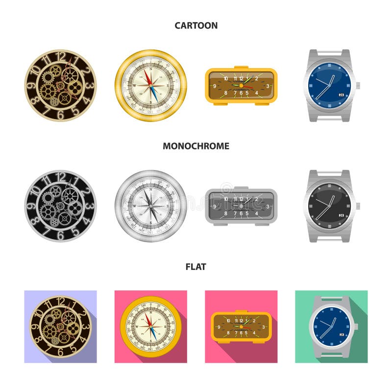 Vector Illustration of Clock and Time Logo. Set of Clock and Circle ...