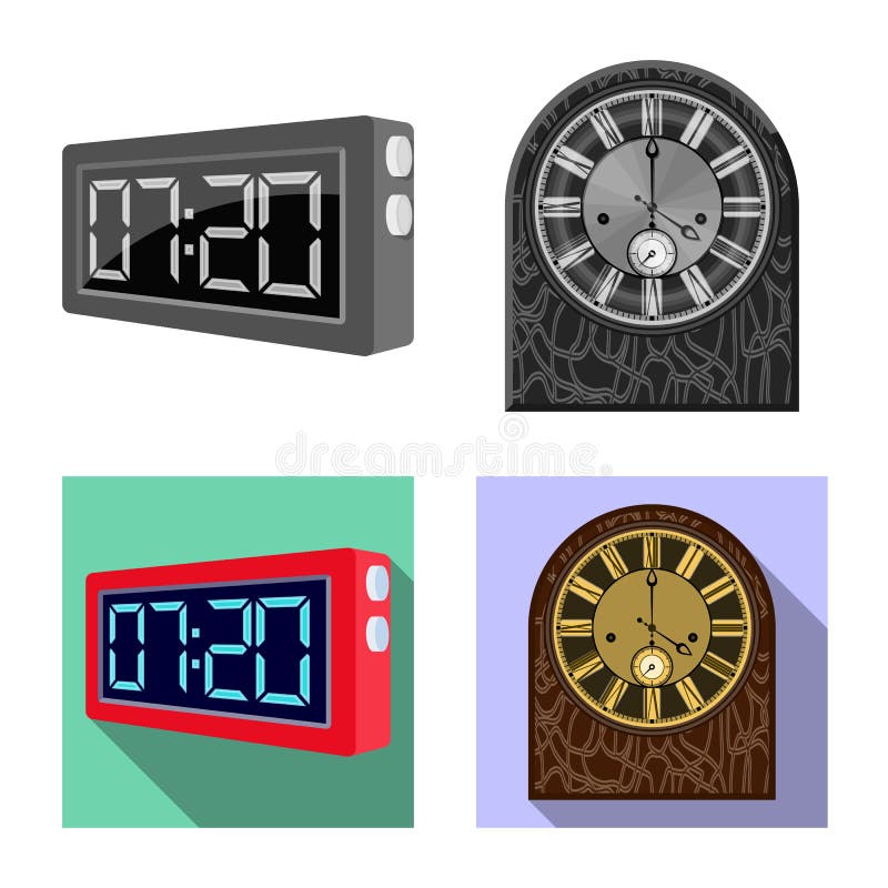 Vector Illustration of Clock and Time Sign. Collection of Clock and ...