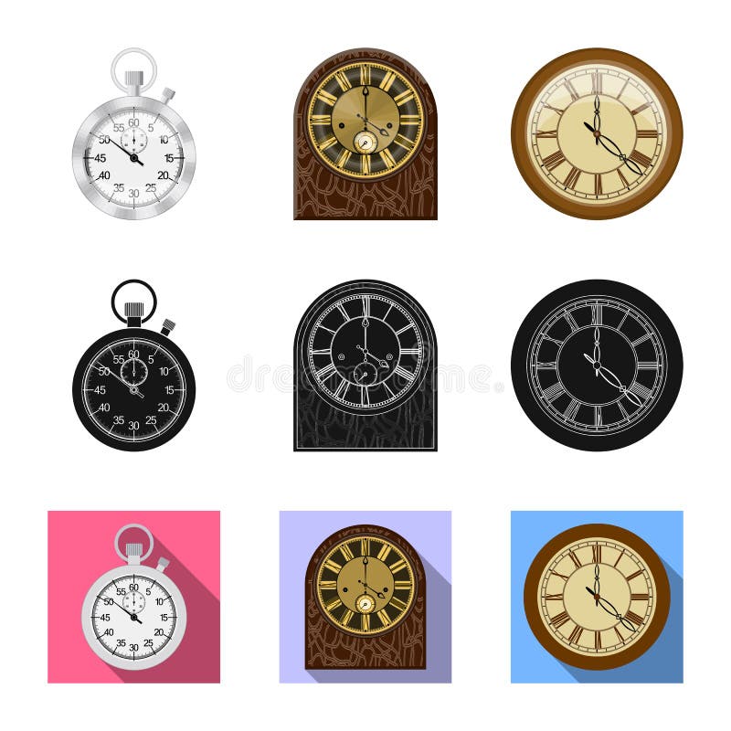 Vector Design of Clock and Time Symbol. Collection of Clock and Circle ...