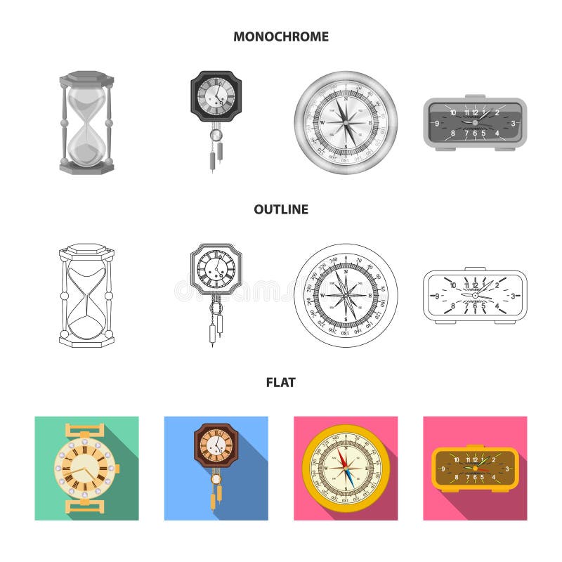 Vector Design of Clock and Time Icon. Set of Clock and Circle Stock ...