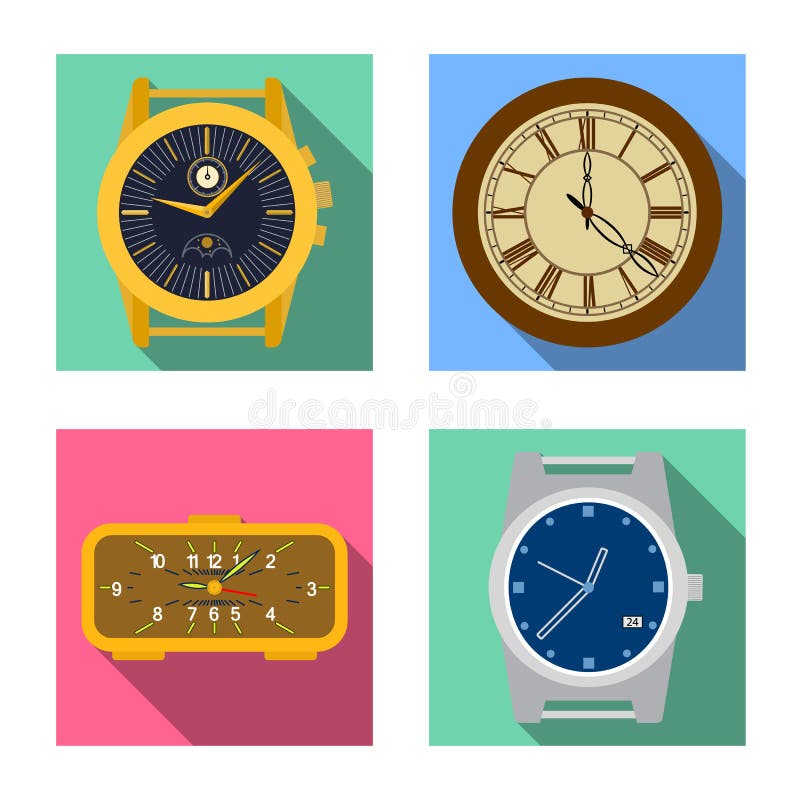Vector Illustration of Clock and Time Symbol. Set of Clock and Circle ...