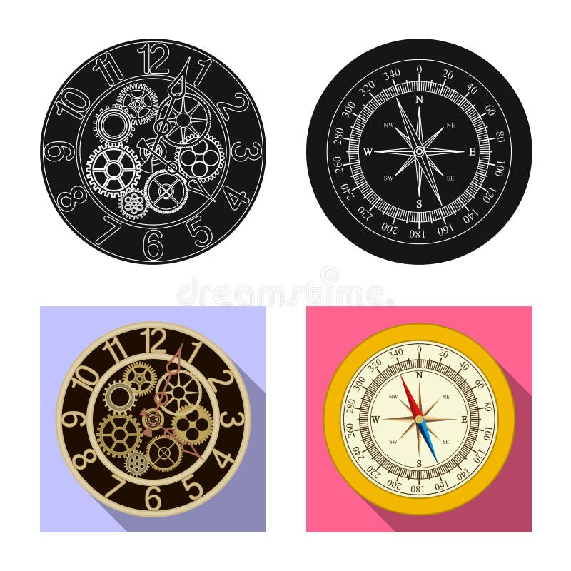 Vector Illustration of Clock and Time Symbol. Set of Clock and Circle ...