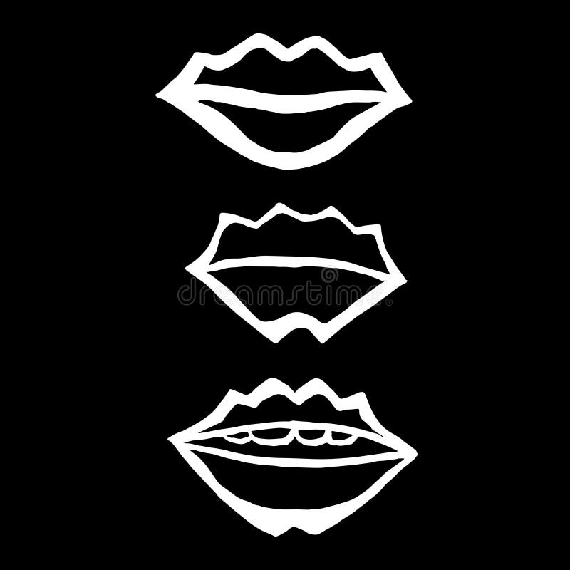Vector Illustration. Close-up of Abstract Devil / Octopus Lips on Black ...