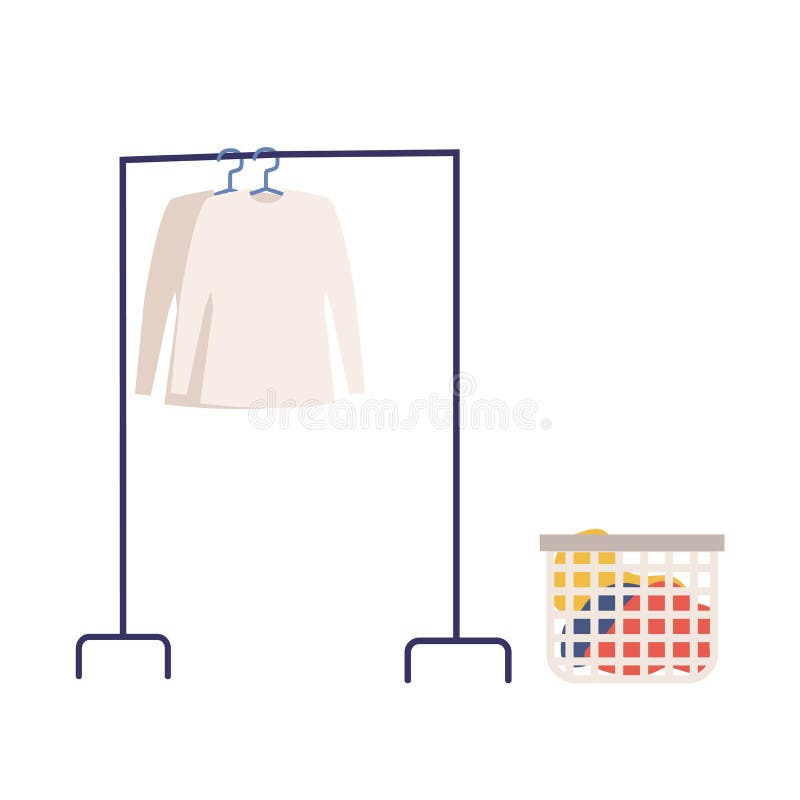 Vector Illustration of a Clothesline. Concept for Laundry, Housework ...