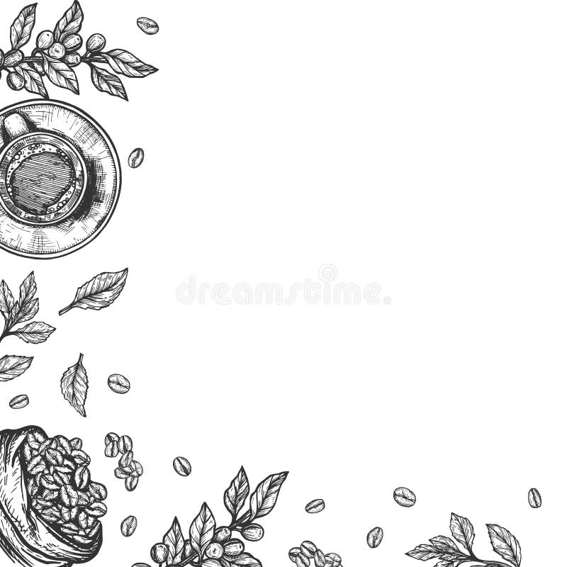 Coffee Frame Template with Coffee Shop Lettering Script Logo, Border ...