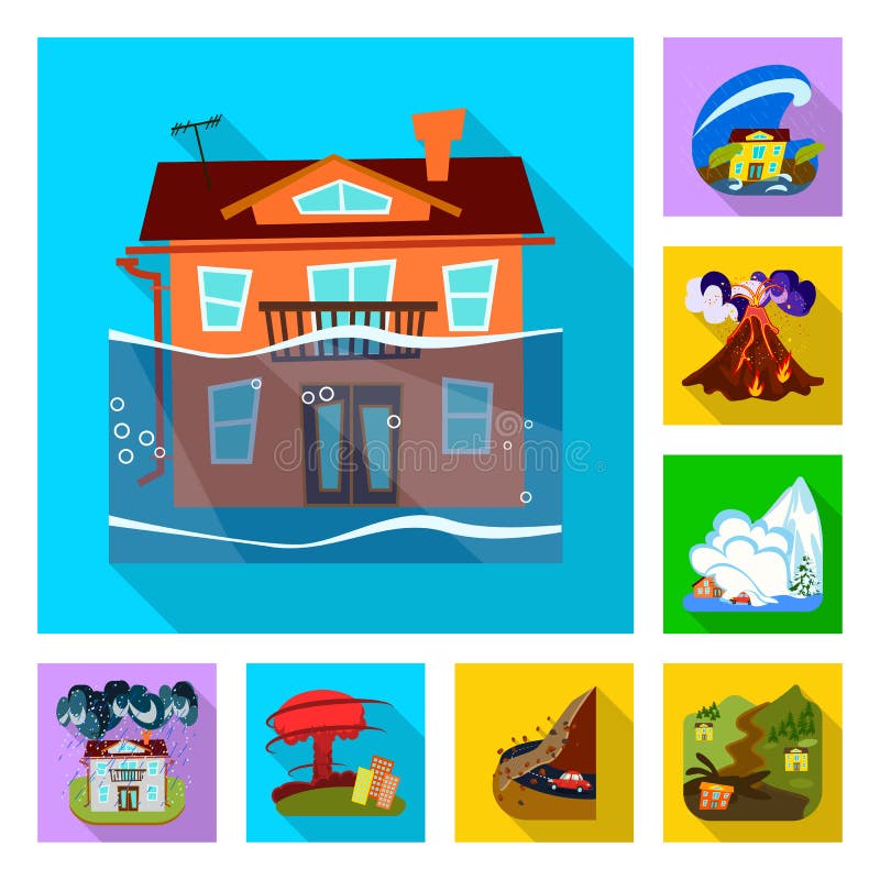 Vector Illustration of Collapse and Environment Symbol. Collection of ...