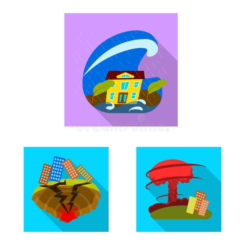 Vector Illustration of Collapse and Environment Symbol. Set of Collapse ...