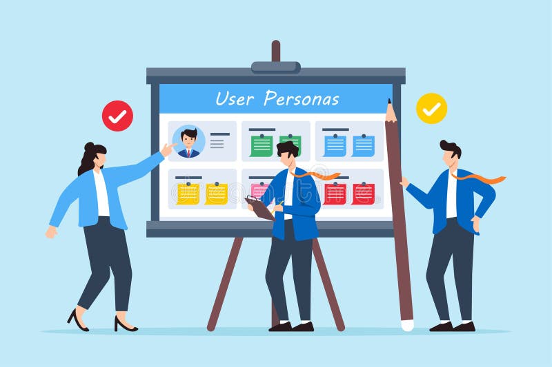 Vector Illustration of Colleagues Mapping User Personas with Sticky ...