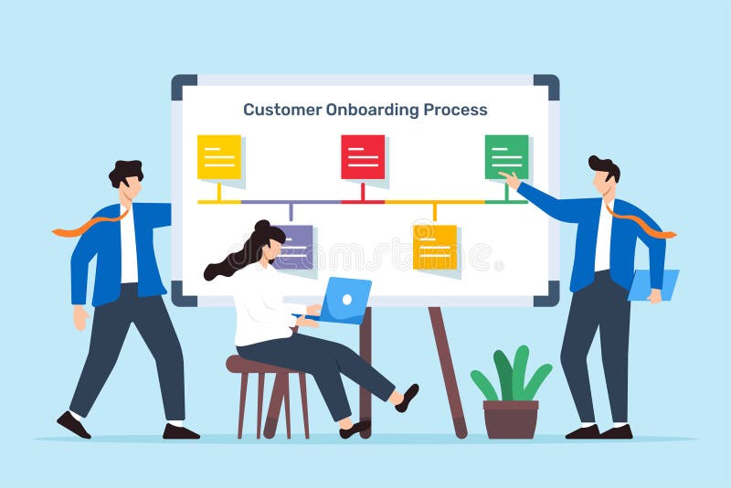 Vector Illustration of Colleagues Planning Customer Onboarding Process ...