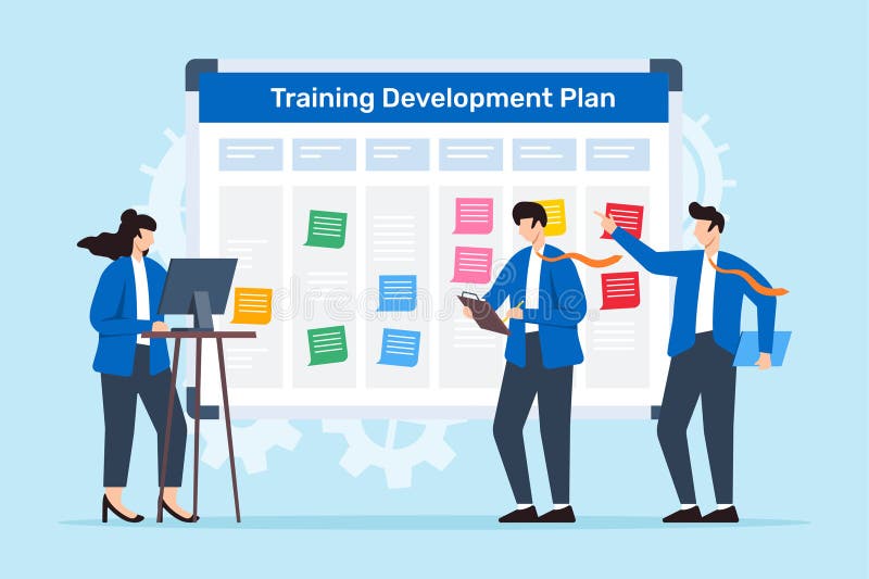 Vector Illustration of Colleagues Working Together To Create Training ...