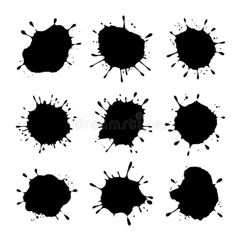 A Collection of Black Ink Splashes Arranged in a Grid-like Structure ...