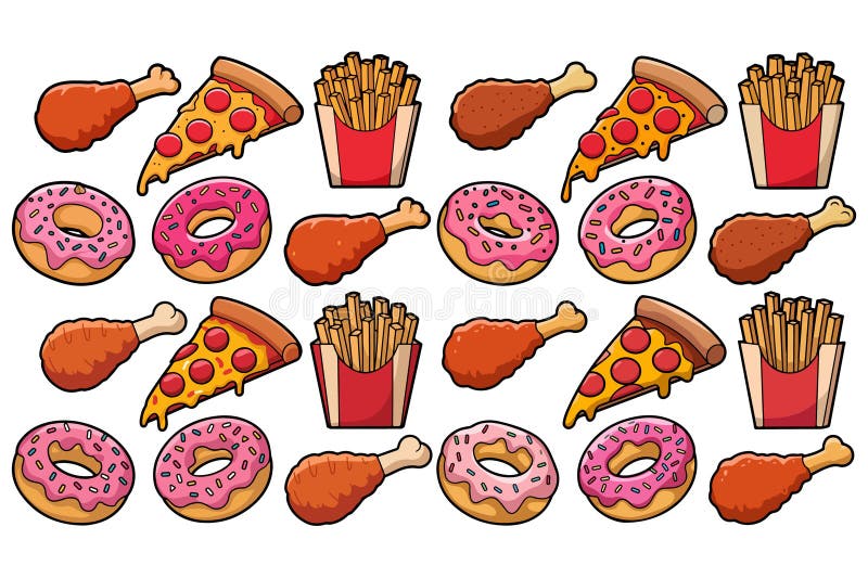 Vector Illustration of a Collection of Fast Food Items. Stock Vector ...