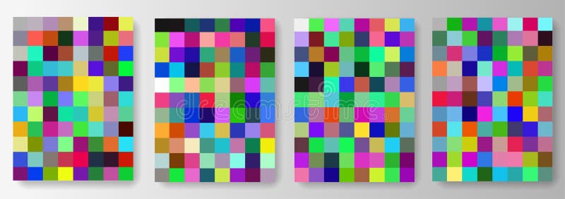 Collection Set of Backgrounds from Colorful Pixel Squares Stock Vector ...
