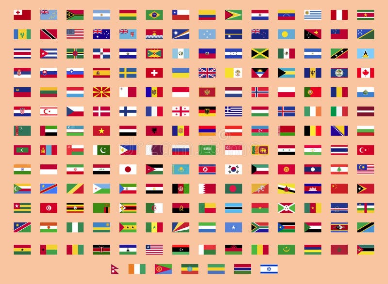 World Flags Collection of Different Countries Illustration Vector Stock ...