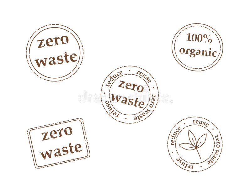 Vector Illustration, Collection of Stamps for Zero Waste Ecological ...