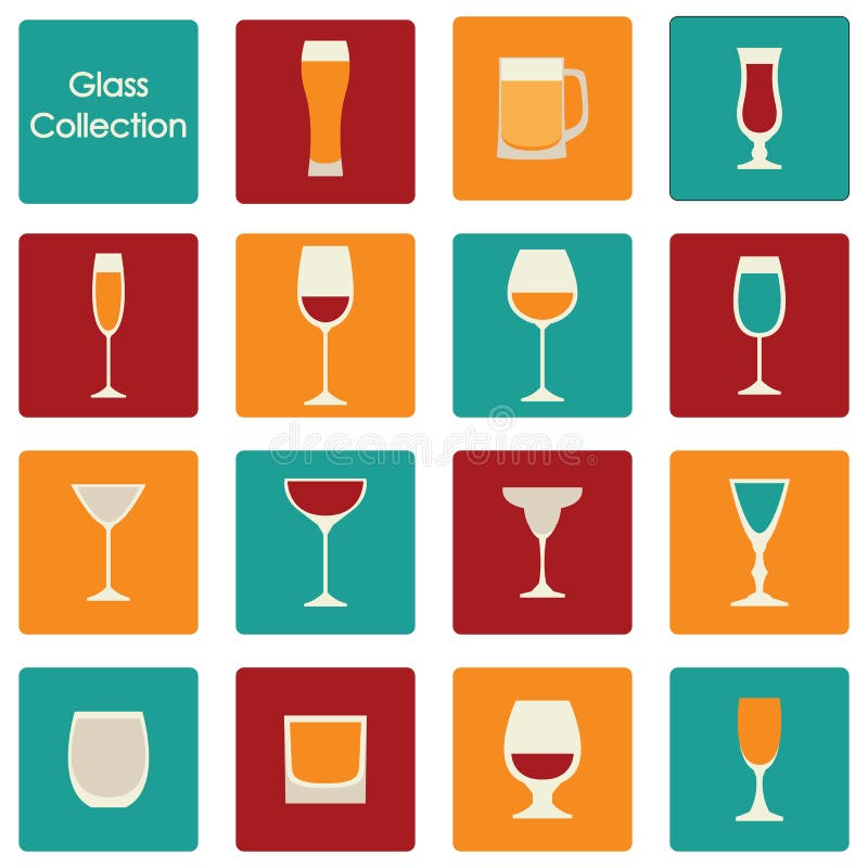 Vector Illustration of Color Wine Glasses Set Stock Vector ...