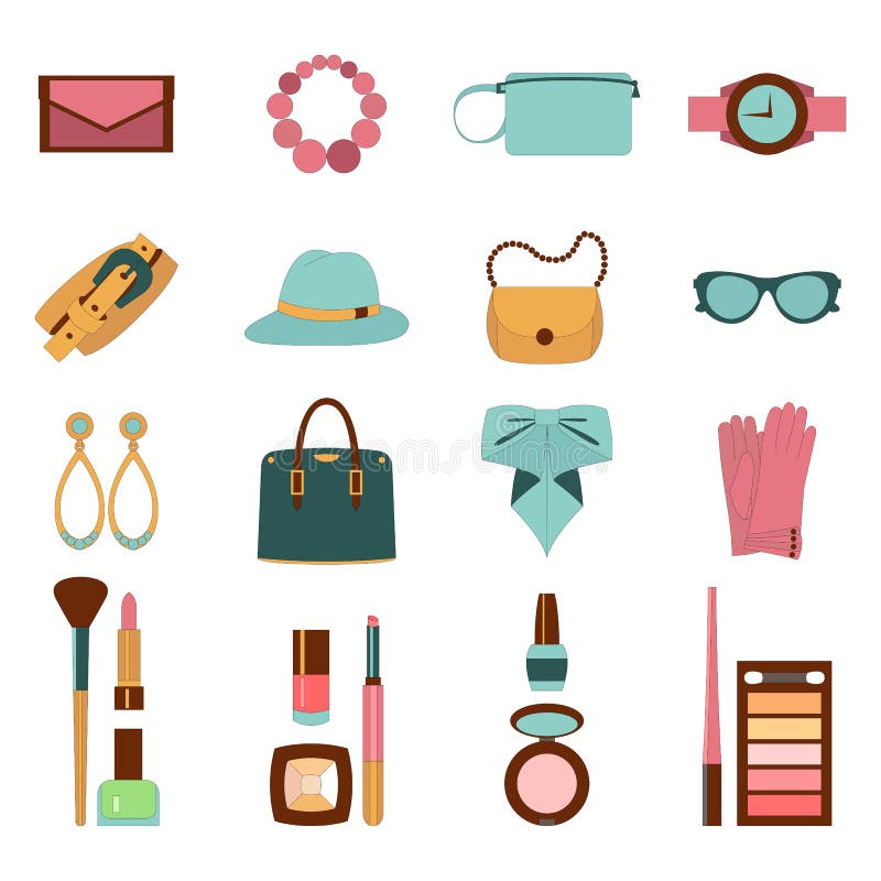 Vector Illustration of Colorful Abstract Flat Cosmetics and Accessories ...