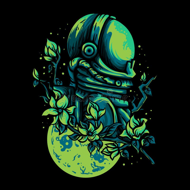 Vector Illustration Colorful Astronaut Half Body on Space with Moon ...