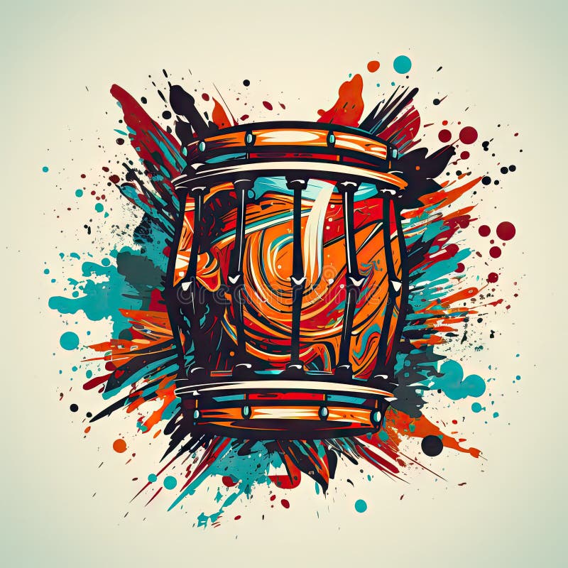 Colorful Drum Set with Paint Splattered on it. Generative AI Stock ...