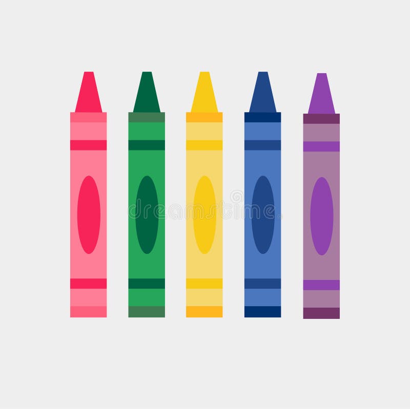 Set of Five Colorful Crayons. Vector Illustration. Stock Vector ...