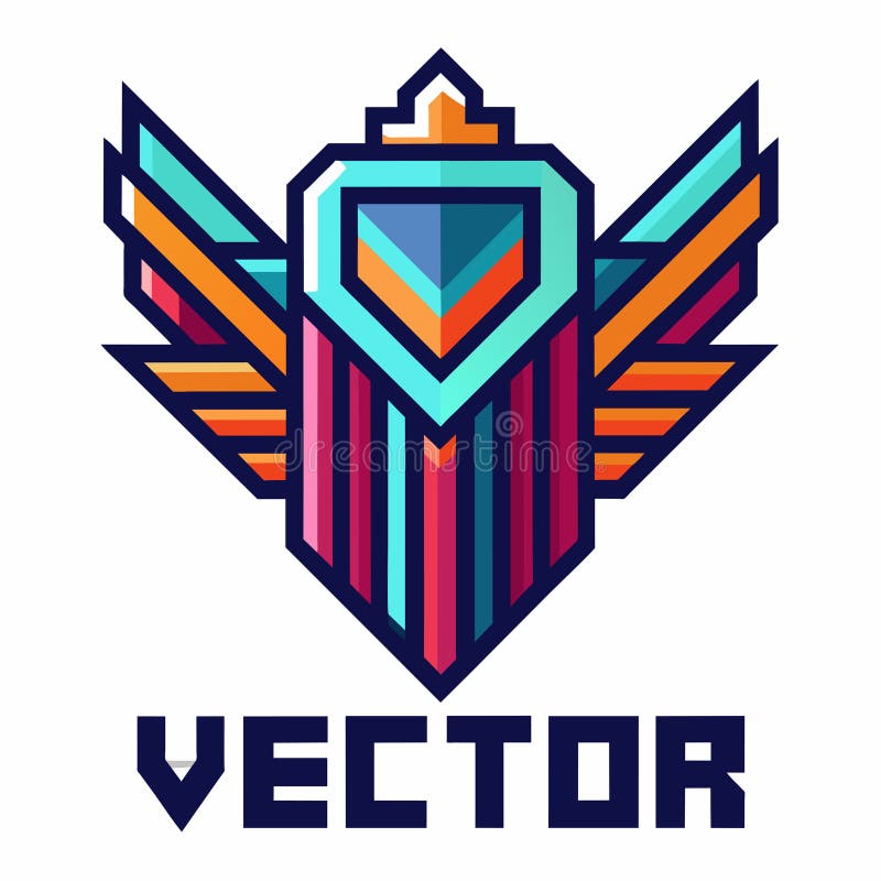 A Vector Illustration of a Colorful Logo Concept Using Pixel Technology ...