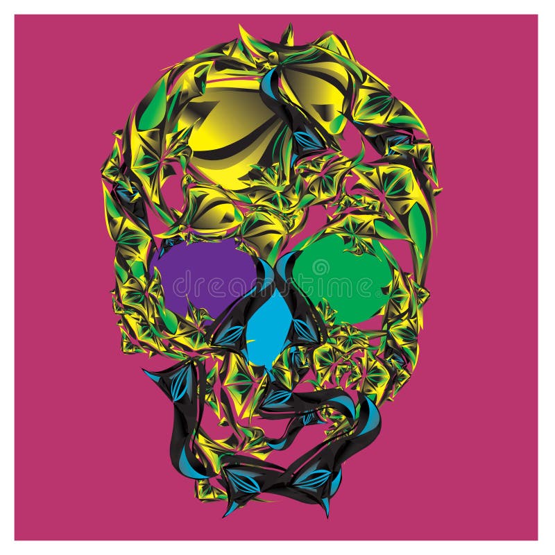 Vector Illustration Colorful Skull Head Stock Vector - Illustration of ...