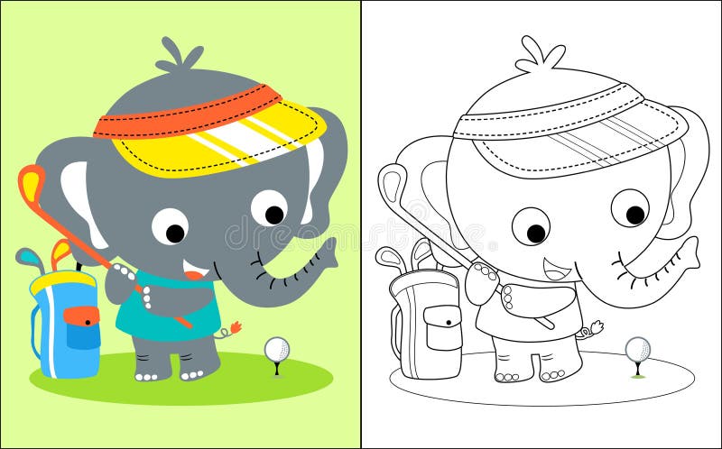 Vector Illustration of Coloring Book with Little Elephant Cartoon ...