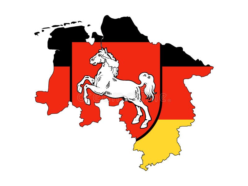 Combined Map and Flag of German State of Lower Saxony Stock Vector ...