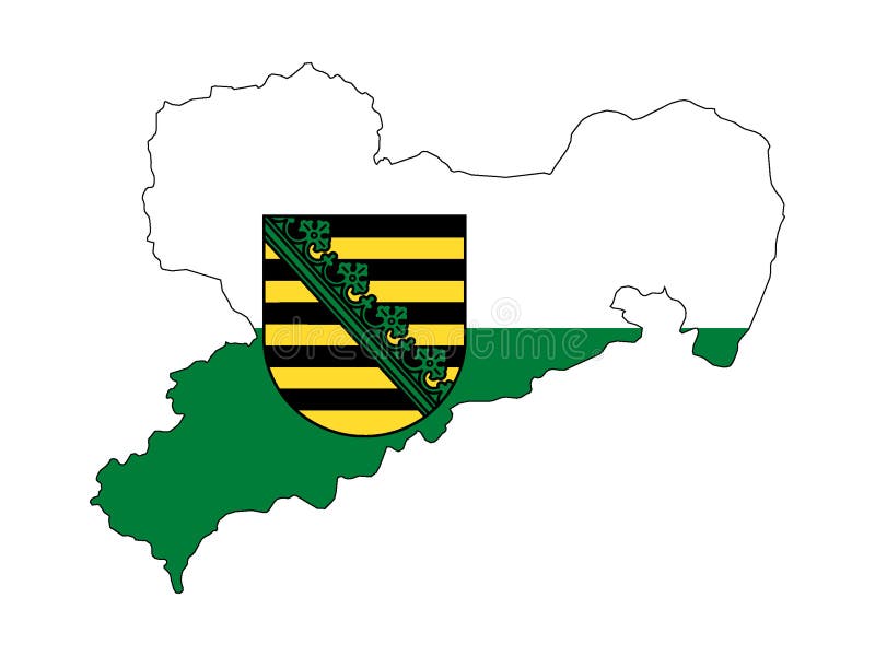Combined Map and Flag of German State of Saxony Stock Vector ...