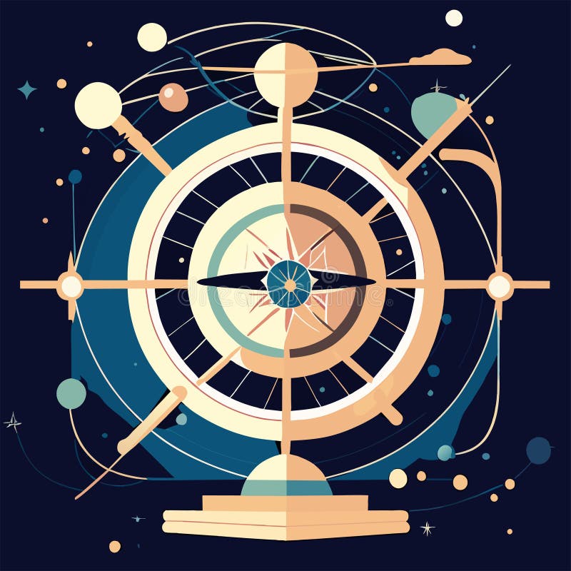 Navigation and Navigation Concept. Vector Cartoon Illustration of a ...