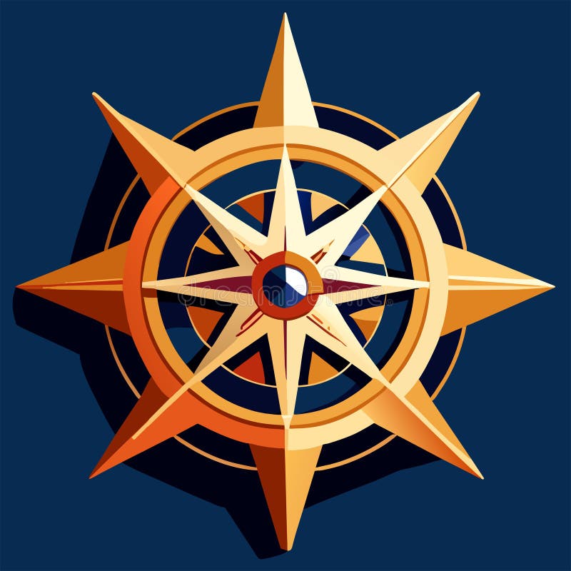 Vector Illustration of a Compass on a Dark Blue Background. Vector ...