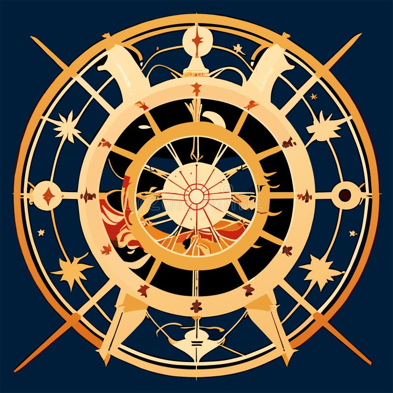 Vector Illustration of a Compass on a Dark Blue Background. Horizontal ...