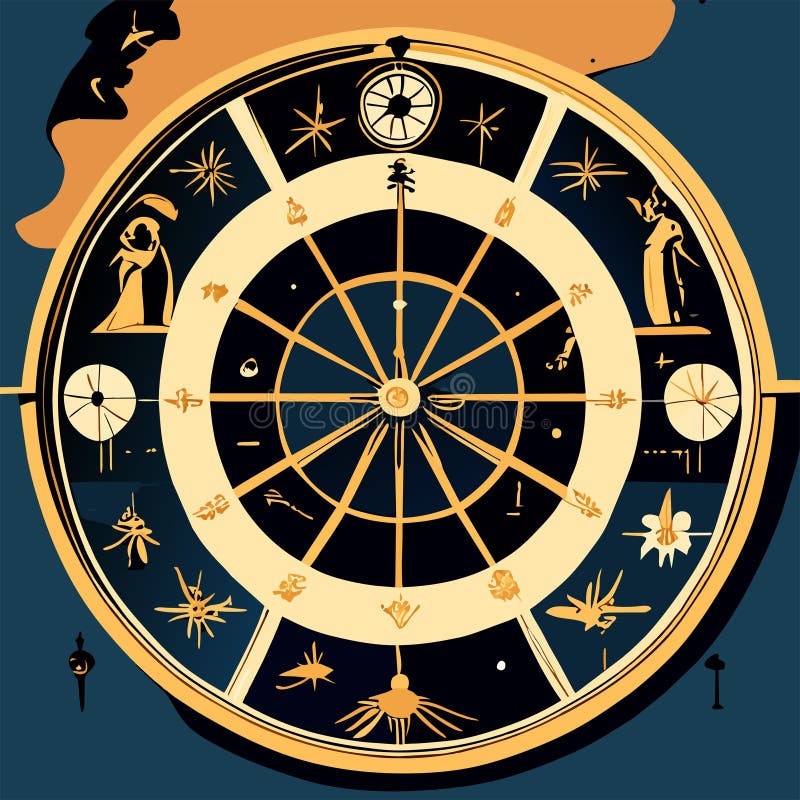 Vector Illustration of a Compass on a Dark Blue Background. Horizontal ...