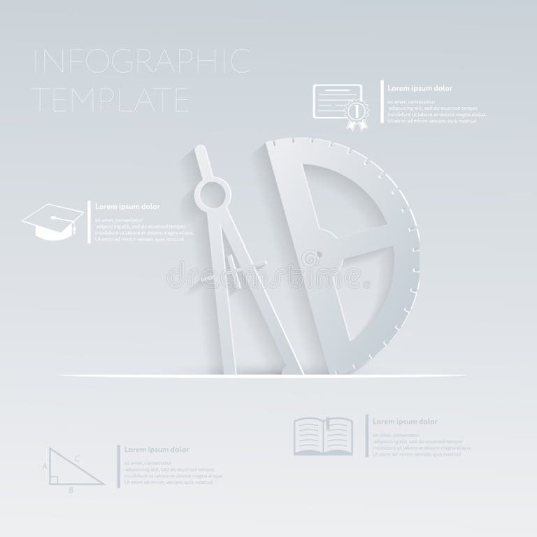 Vector Illustration, Compass and Protractor. Template Graphic or ...