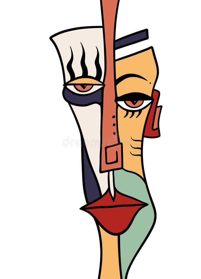 A Vector Illustration of a Complex Self, Using an Abstract Face with ...