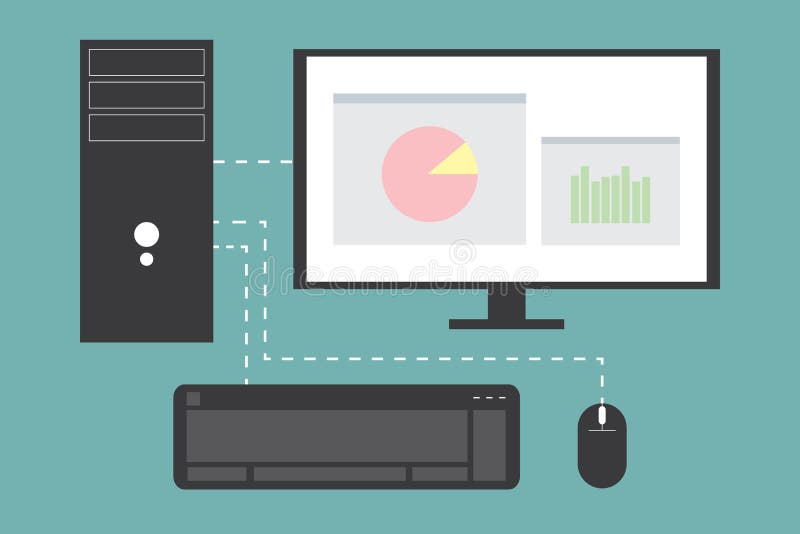 Vector Illustration of Computer Desktop Set Stock Vector - Illustration ...