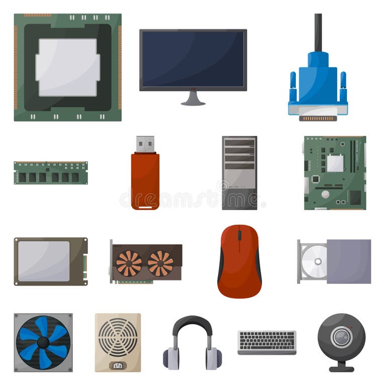 Vector Design of Computer and Hardware Symbol. Collection of Computer ...