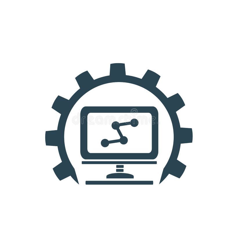 Vector Illustration, Computer Icon and Gears. Stock Vector ...