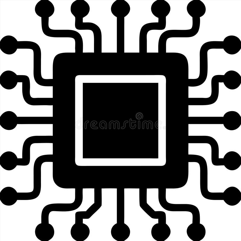Vector Illustration of Computer Microchip Symbol for Technology and ...