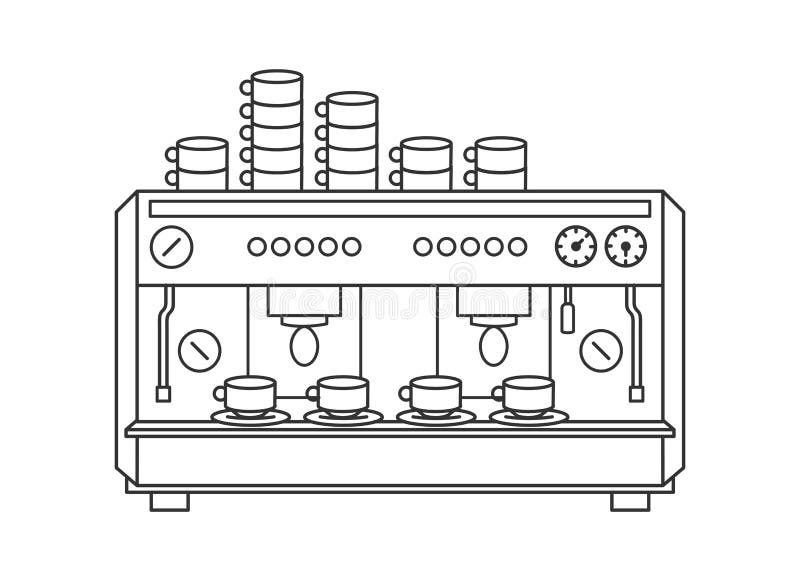 Vector Illustration Concept of Coffee Machine. Black on White ...