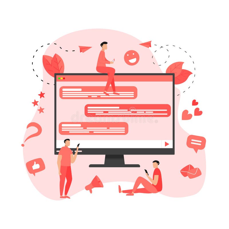 Vector Illustration Concept of Communication in Online Chat Stock ...