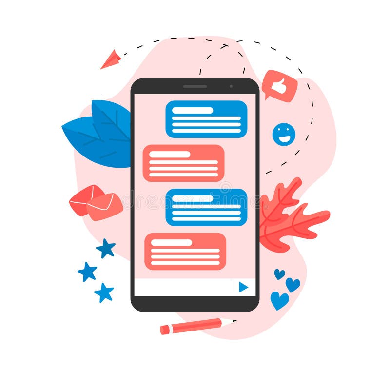 Vector Illustration Concept of Communication in Online Chat Stock ...