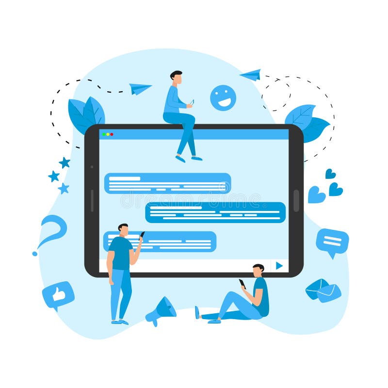 Vector Illustration Concept of Communication in Online Chat Stock ...