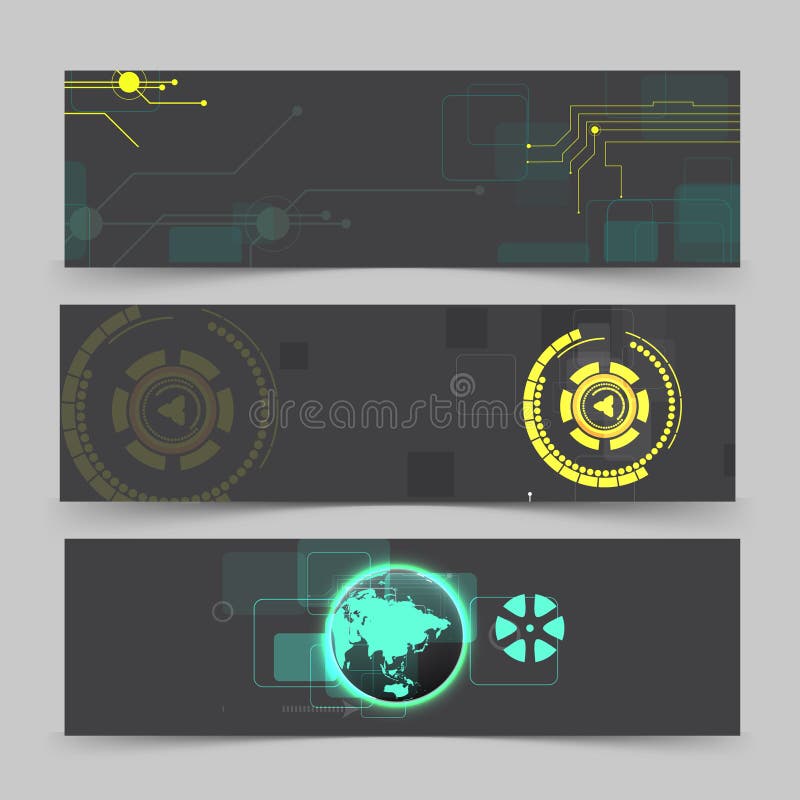 Vector Illustration Concept Digital Technologies, Computers, Cellular ...